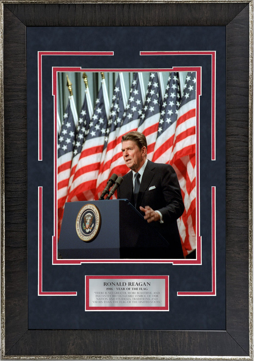 Ronald Reagan With United States Flags